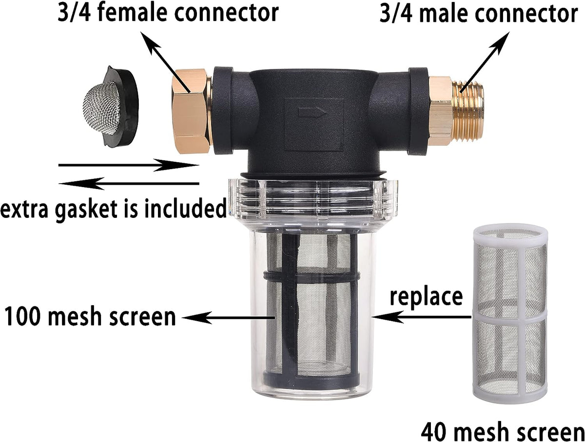 Garden Hose Filter, Sediment Filter Attachment for Pressure Washer Inl ...