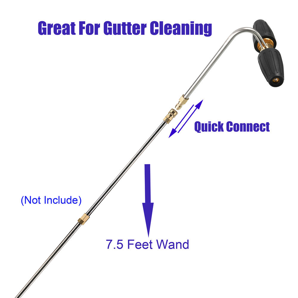Pressure Washer 1/4" QC Gutter Cleaner Attachment, 2 Rotating Turbo ...