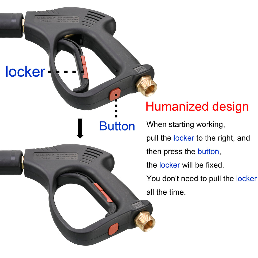 Short High Pressure Washer Trigger Gun Kit, Hot & Cold Water, 7-PC – PWaccs