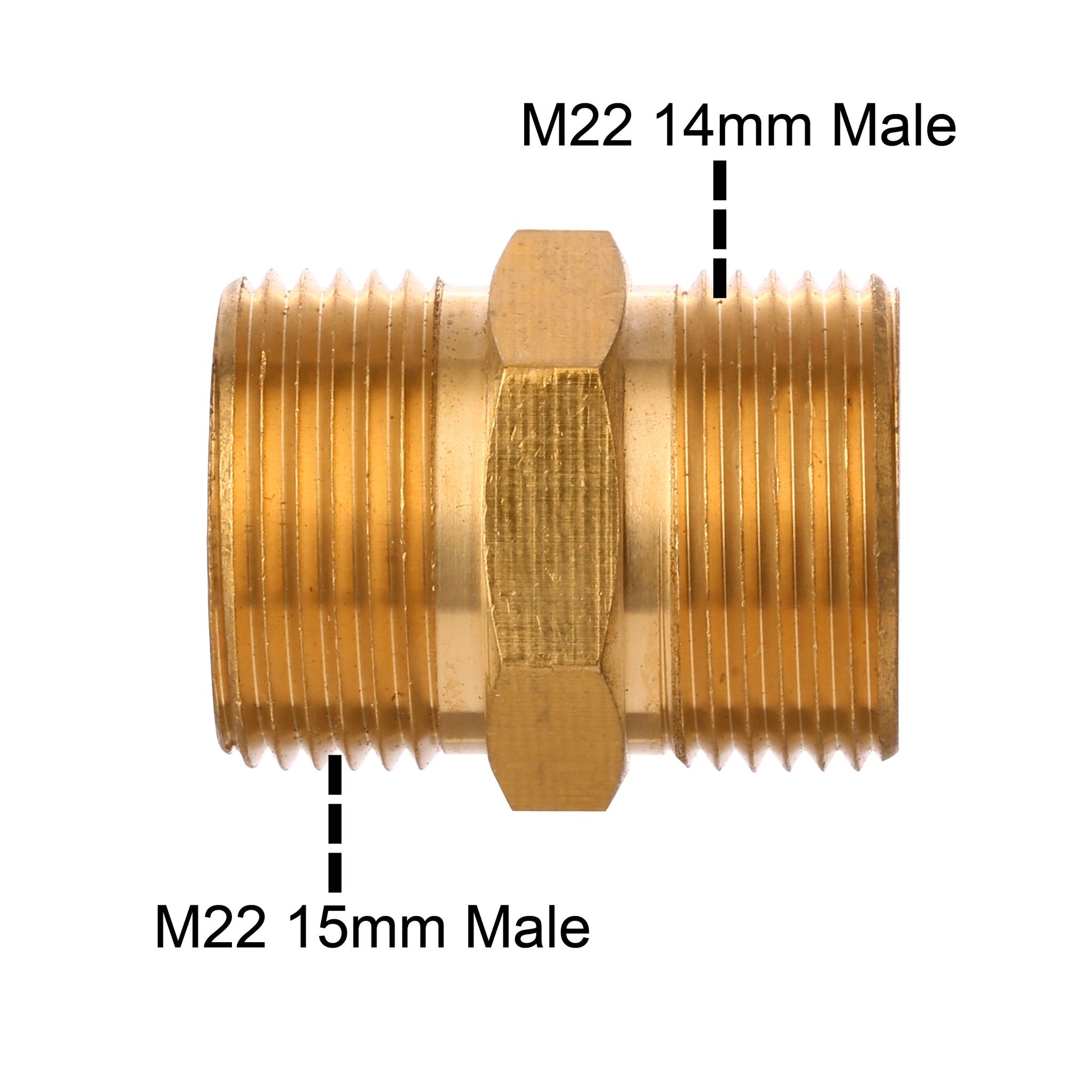 Pressure Washer Brass Coupler, M22 15mm to 14mm Male Threaded Connecor – PWaccs
