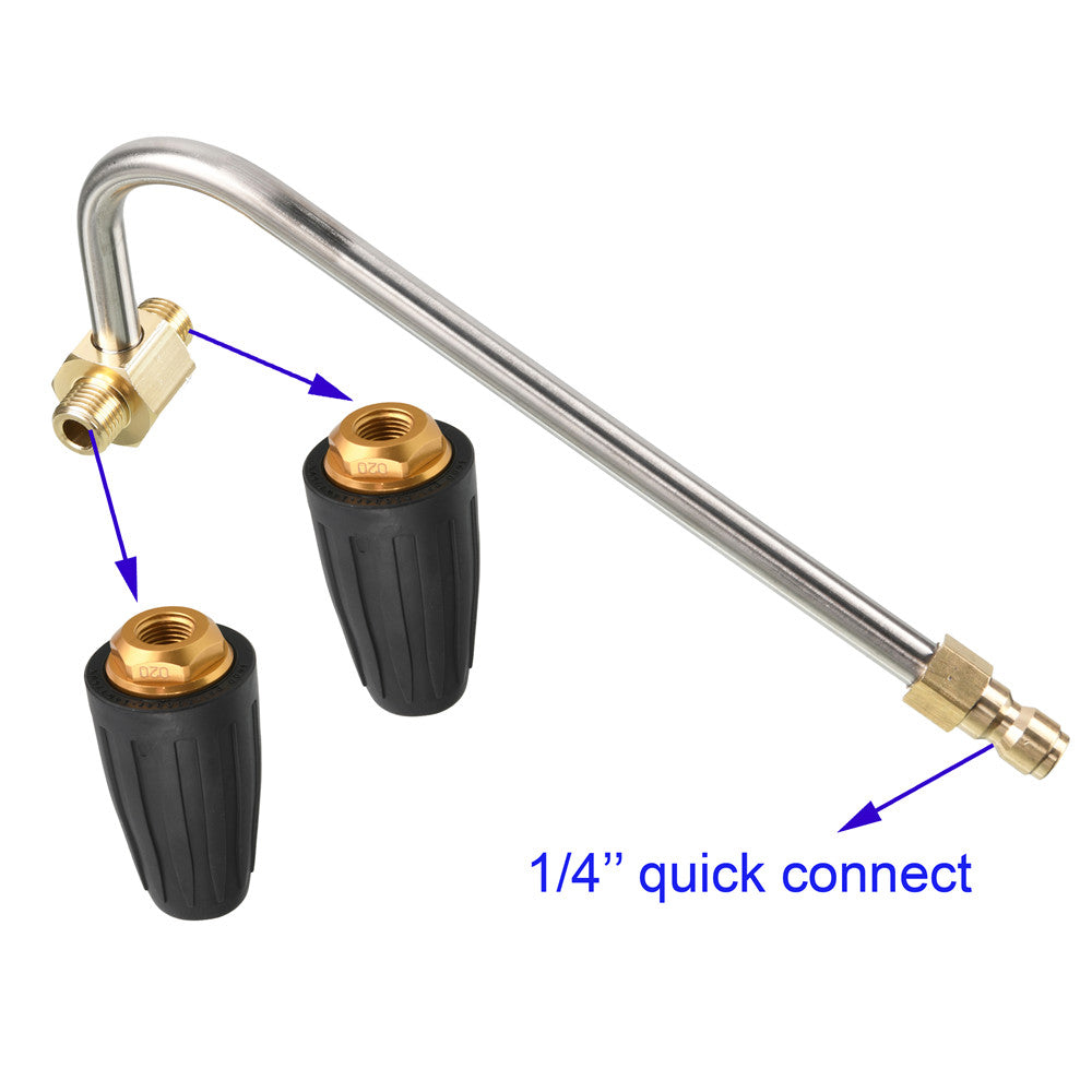 Pressure Washer 1/4" QC Gutter Cleaner Attachment, 2 Rotating Turbo ...