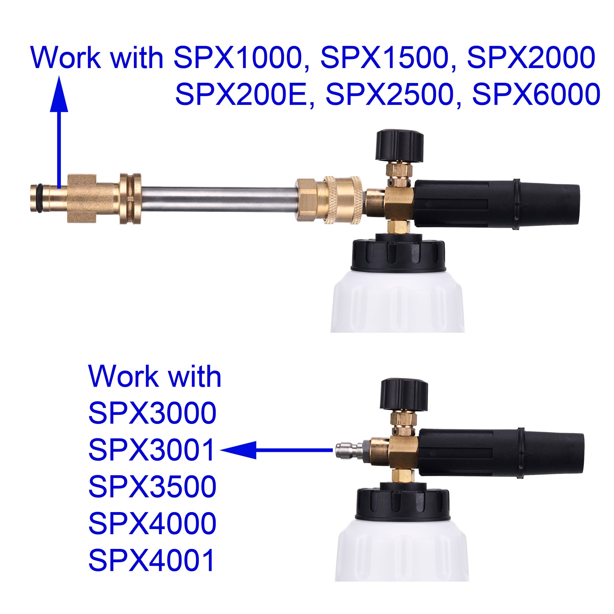 Foam Cannon with Gun Adapter Extension, 5 Nozzle Tips, 1/4" Quick ...