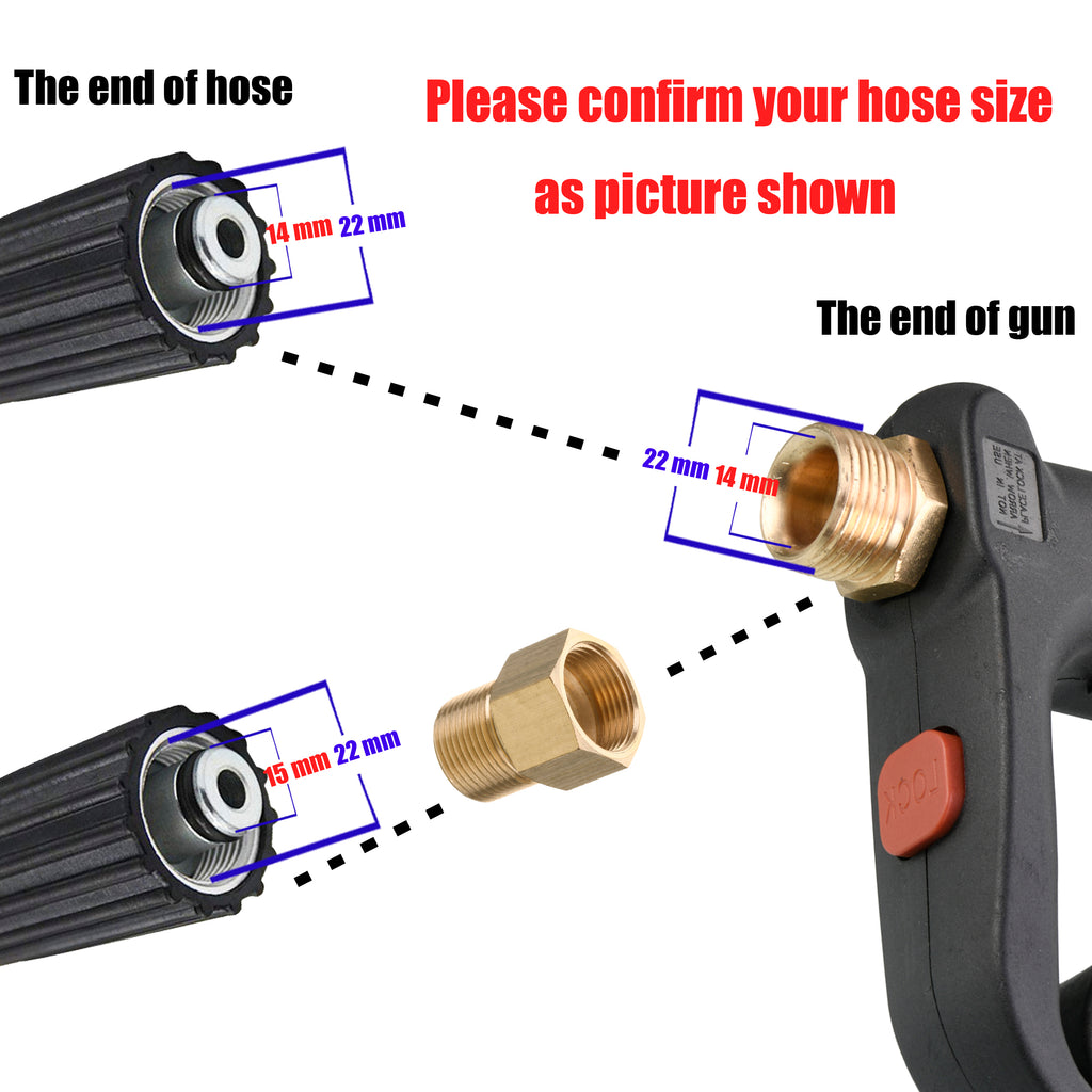 Short High Pressure Washer Trigger Gun Kit, Hot & Cold Water, 7-PC – PWaccs